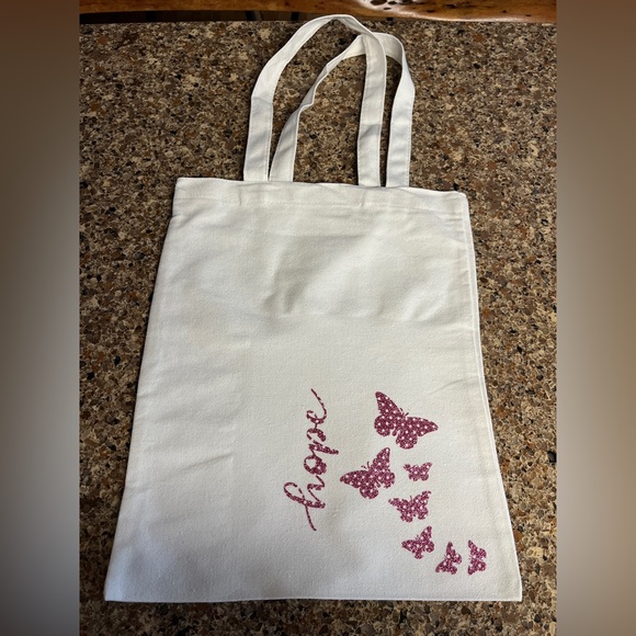 Bags | New Handmade Pink Sparkling Glitter Hope Canvas Tote For Errands ...